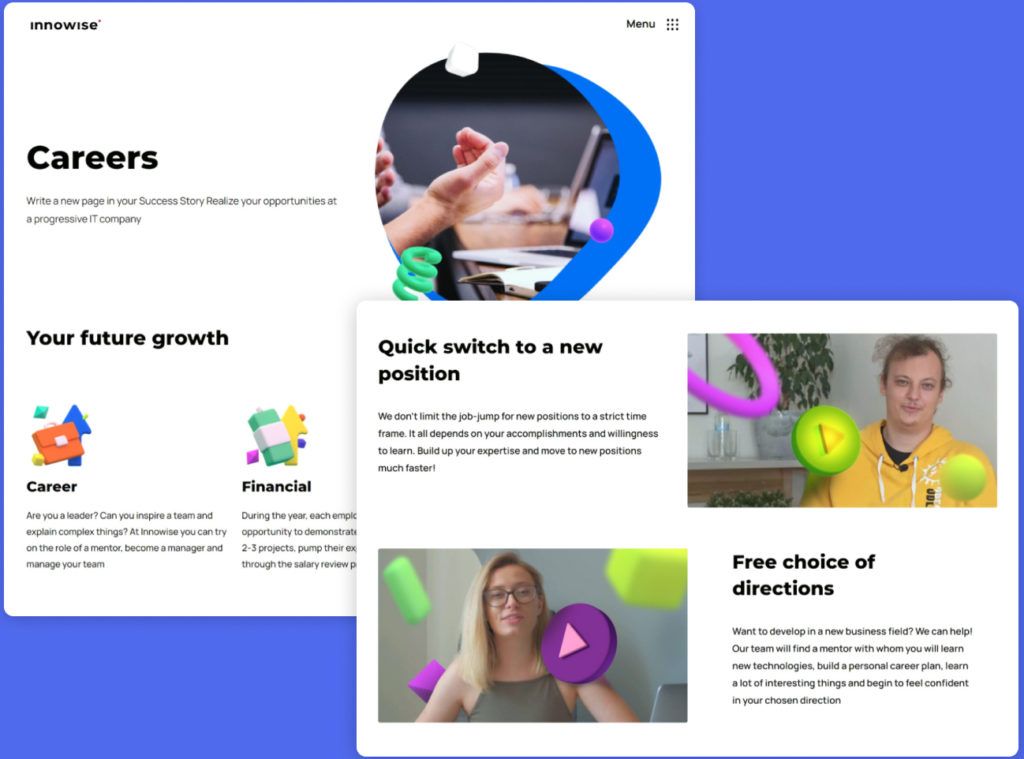 Website design and development for the employer branding of the IT company